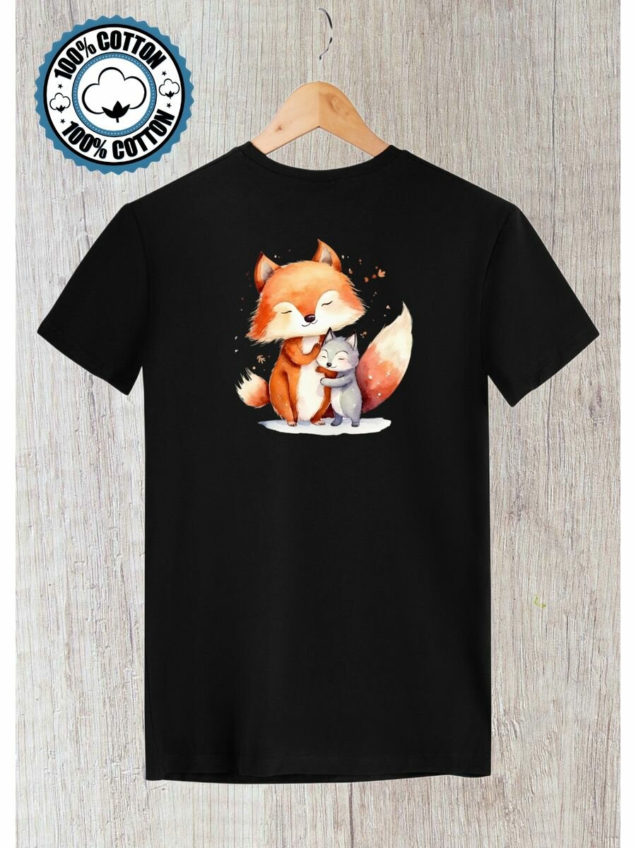 Футболка лиса енот друзья акварель