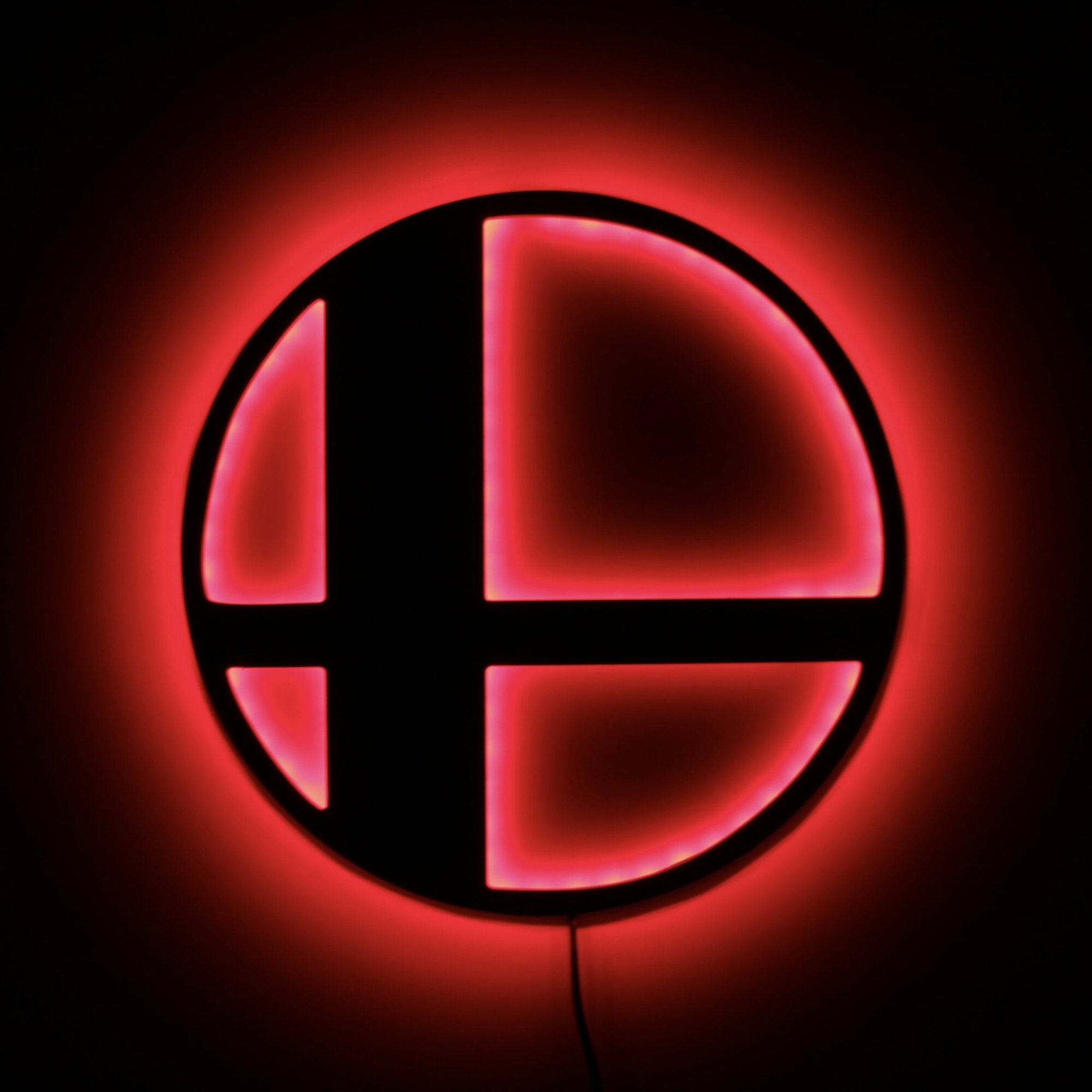Светильник "Super Smash Bros", дерево, 32см, красный, механический выключатель