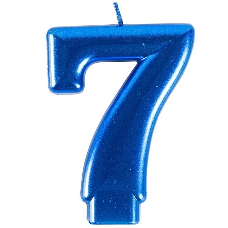 Свеча -цифра "7" Синяя, 8 см