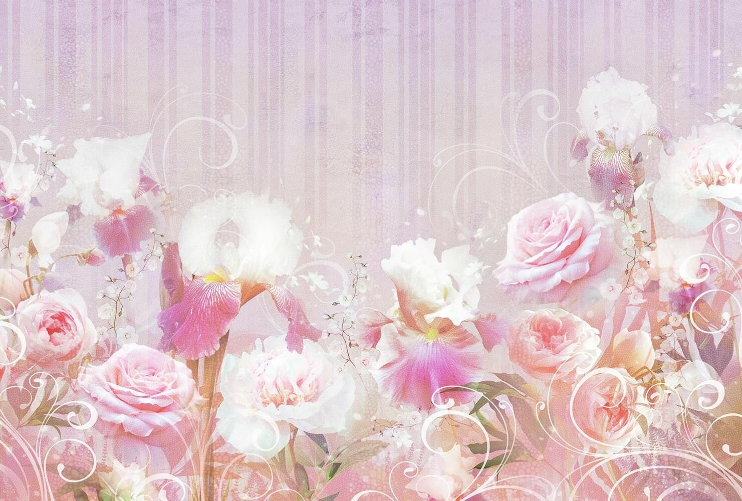 Фотообои Z-348 Розы с ирисами 400х270 DIVINO