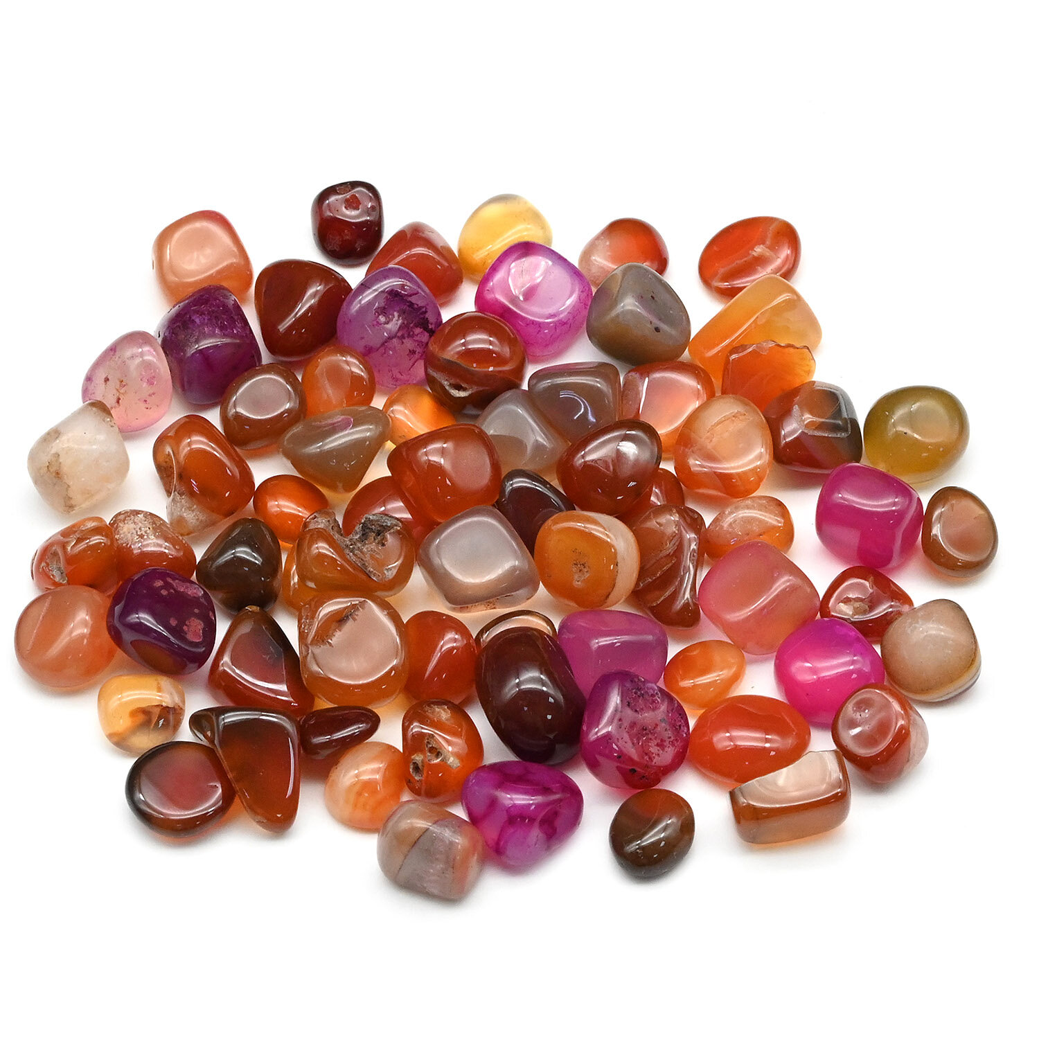 Агат тонированный красный галтовка фракция 8-12мм, упаковка 100г .