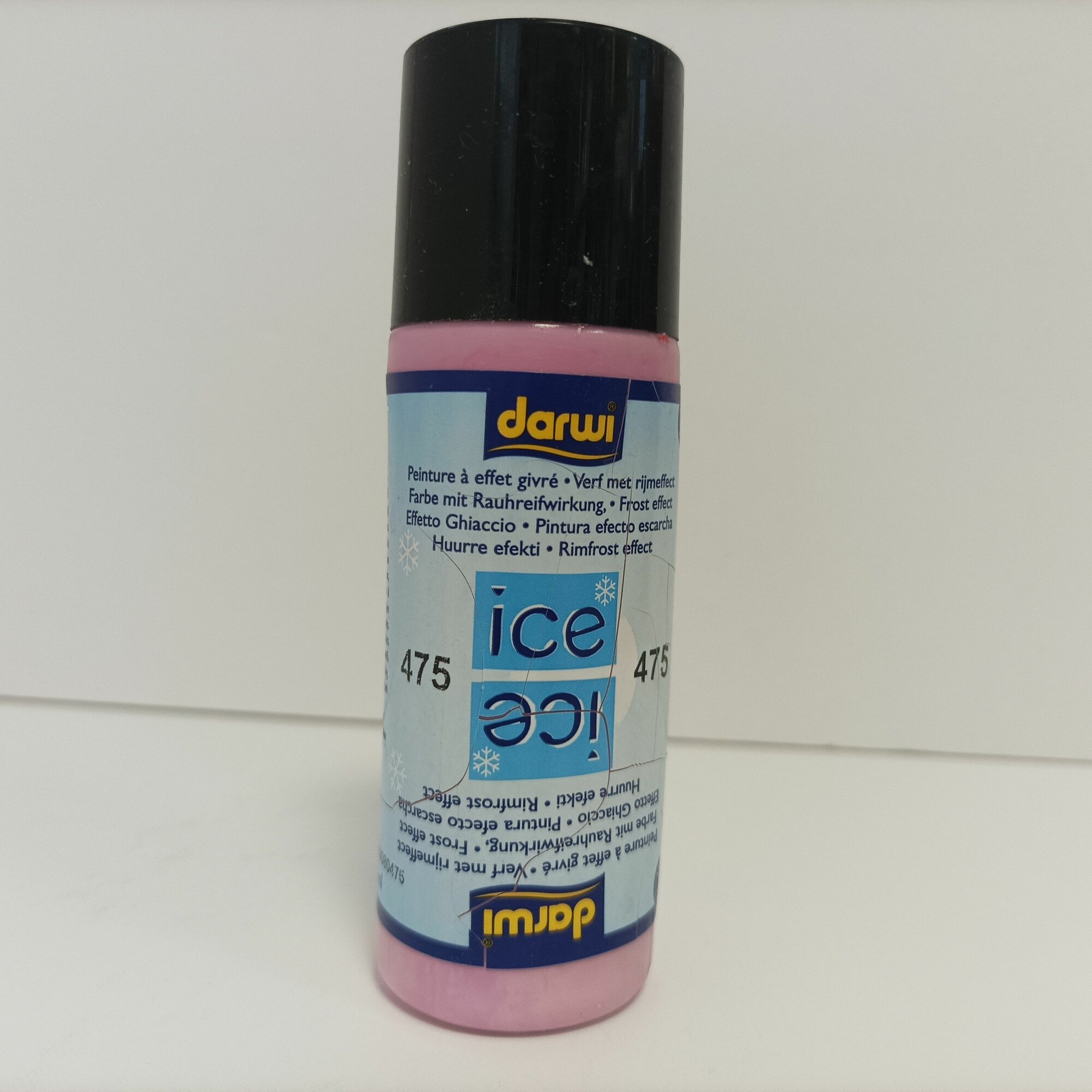 Краска по стеклу с эффектом иния ICE розовая светлая 80мл, darwi