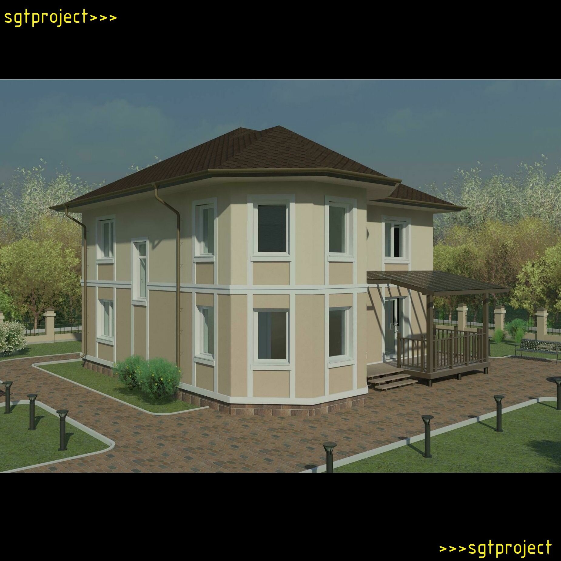 Проект двухэтажного дома размерами 12×11м