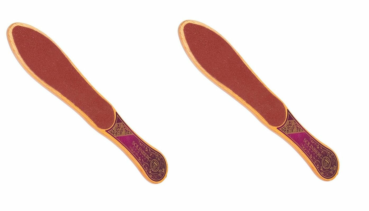 Solinberg Терка для ног двухсторонняя, деревянная основа без лака, 2 уп.