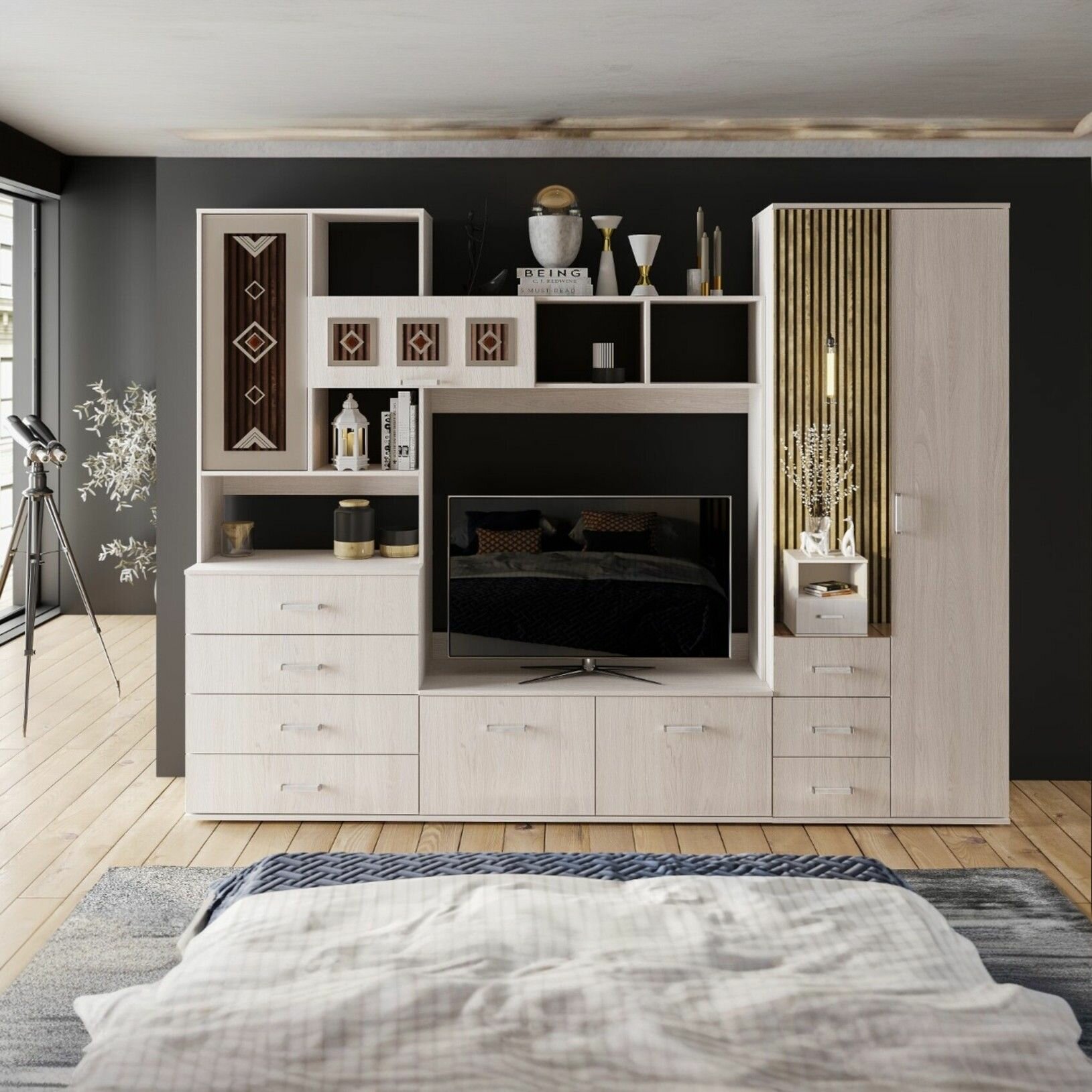 Стенка в гостиную белла, ясень белый, 2.80 м