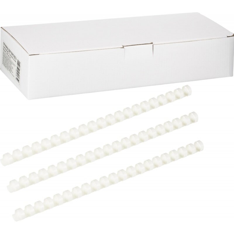 Пружины для переплета КНР Пластиковые, 21 кольцо, 10 мм, белые, 100 шт