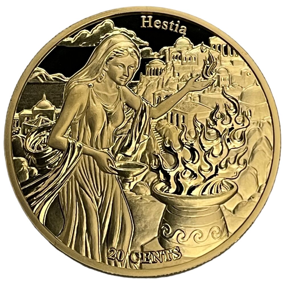 Самоа 20 центов 2022 г. (12 Олимпийских богов в зодиаке - Гестия и козерог) (Proof)