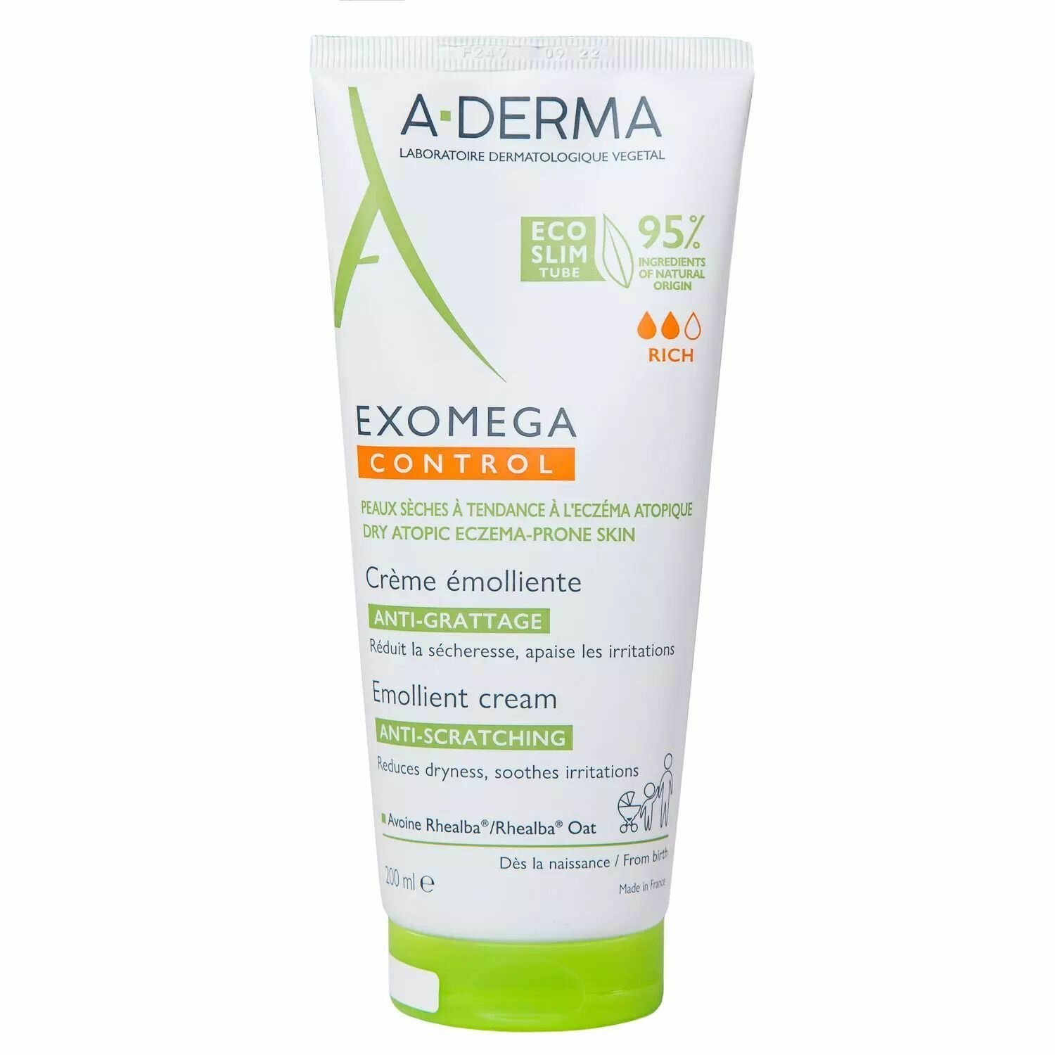 A-Derma Смягчающий крем для лица и тела Exomega Control, 200 мл