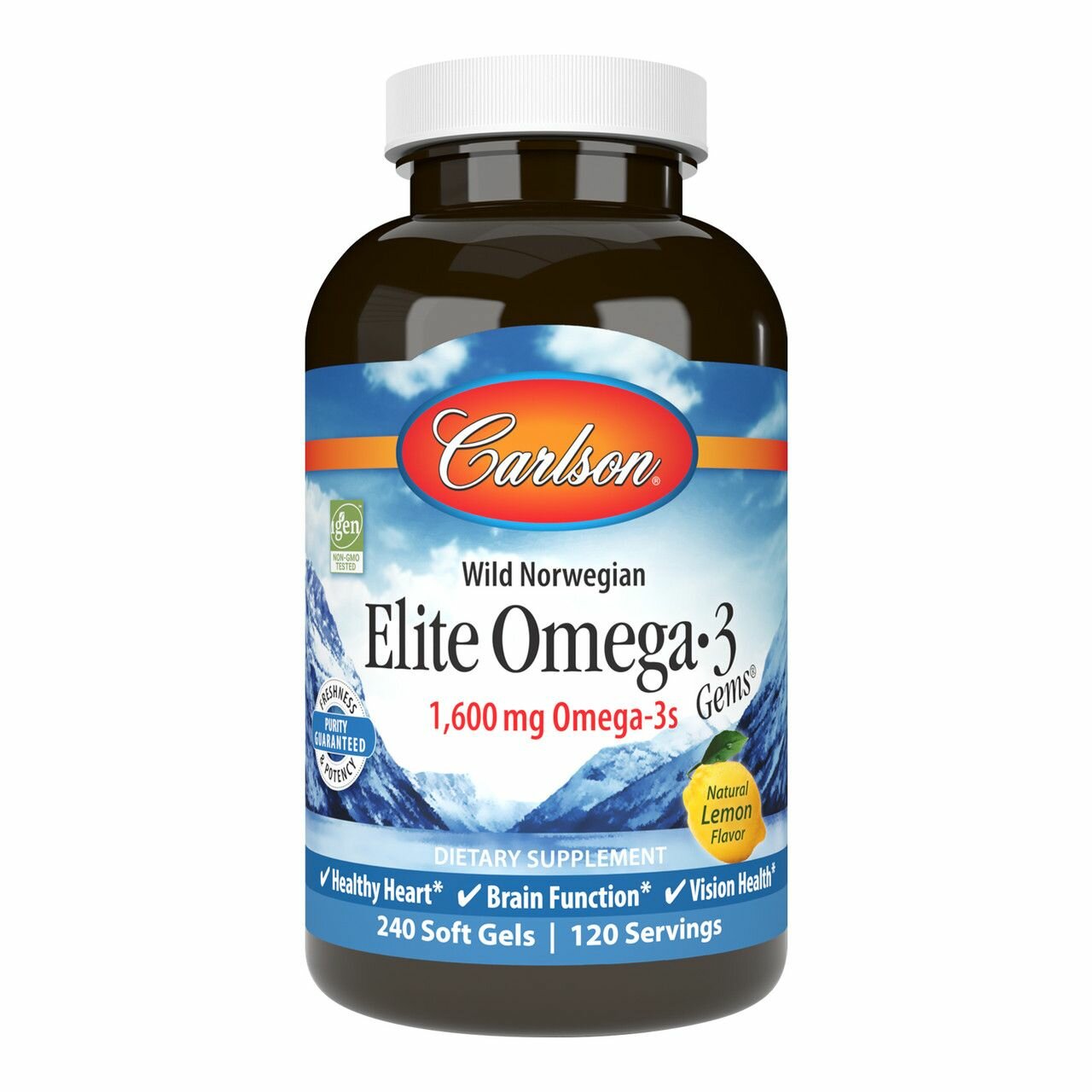 Carlson Labs, Elite Omega-3, Омега-3, 1600 мг, 240 капсул