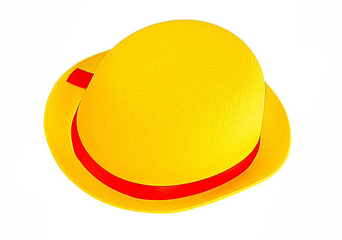 Котелок желтый с красной лентой 16802, искусственный фетр, размер 54-56