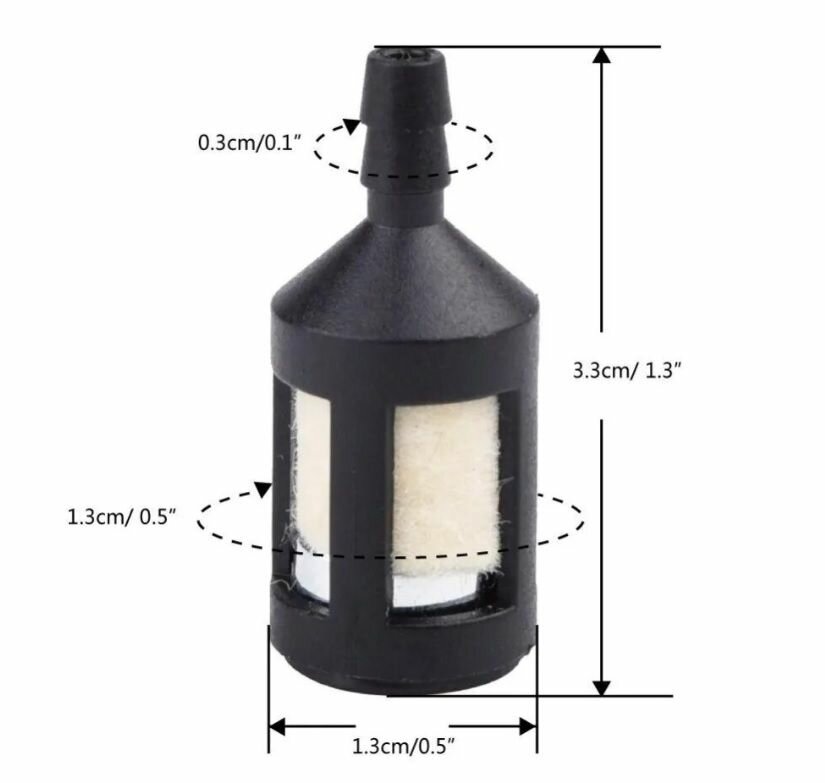 Фильтр топливный для бензокосы / бензопилы / мотобура под шланг диаметром 3мм