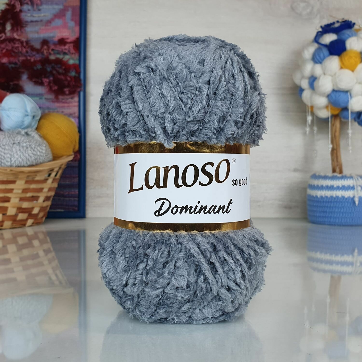 Пряжа Dominant Lanoso, серый - 953, 100% микрофибра, 5 мотков, 100 г, 75 м.