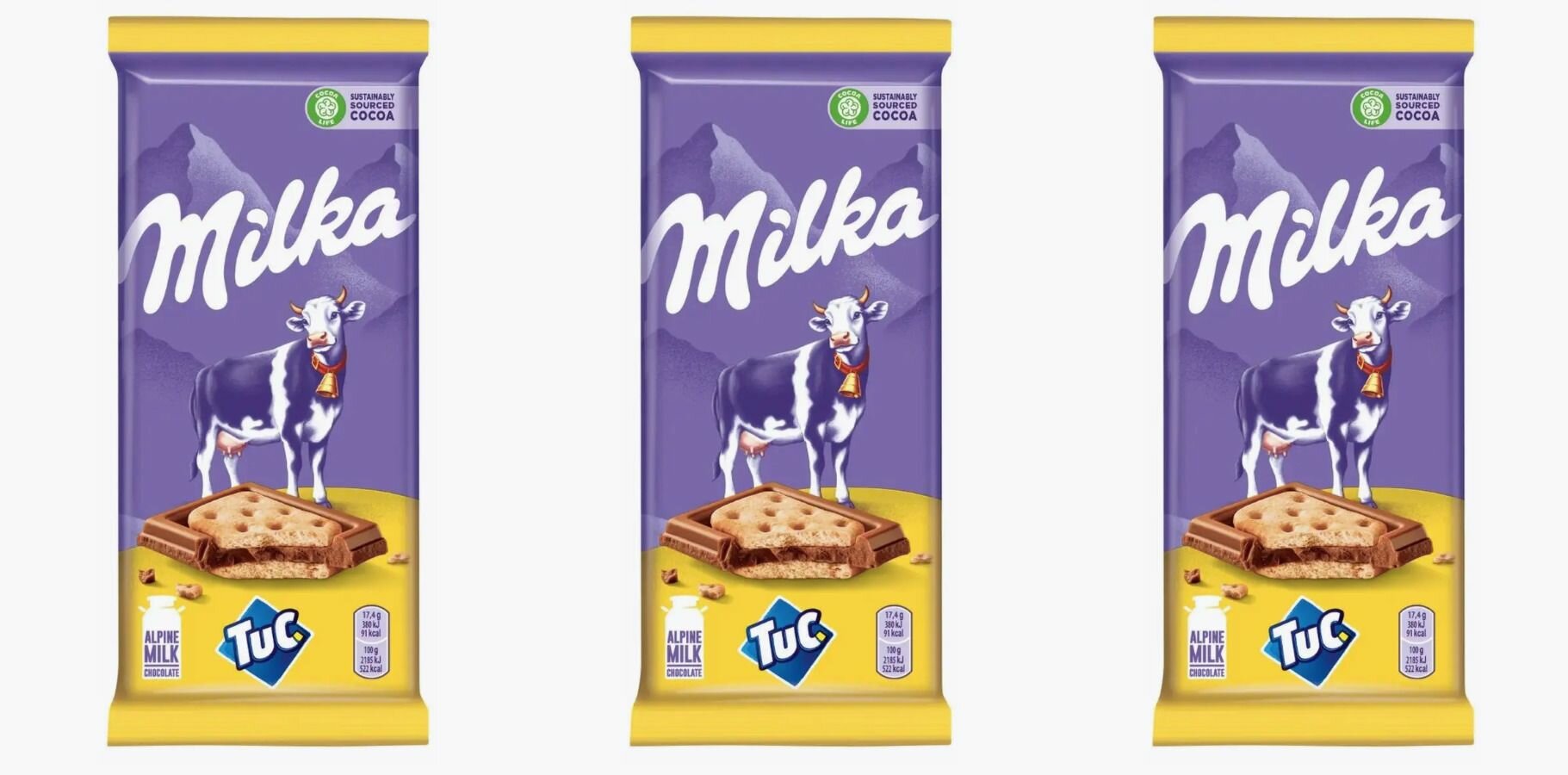 Milka Шоколад молочный с соленым крекером Tuc, 87 г, 3 шт