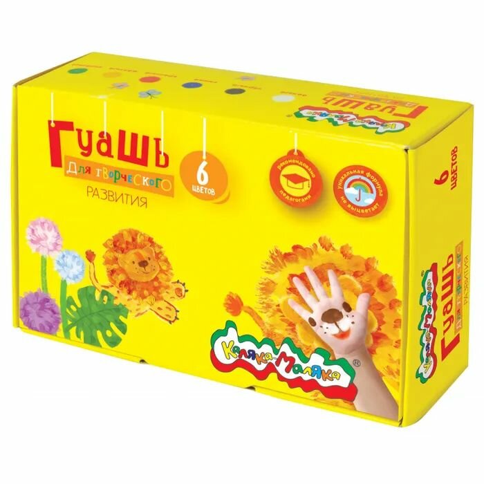 Гуашь для творческого развития гуашь каляка-маляка 6цв 17.5мл гкм06 17
