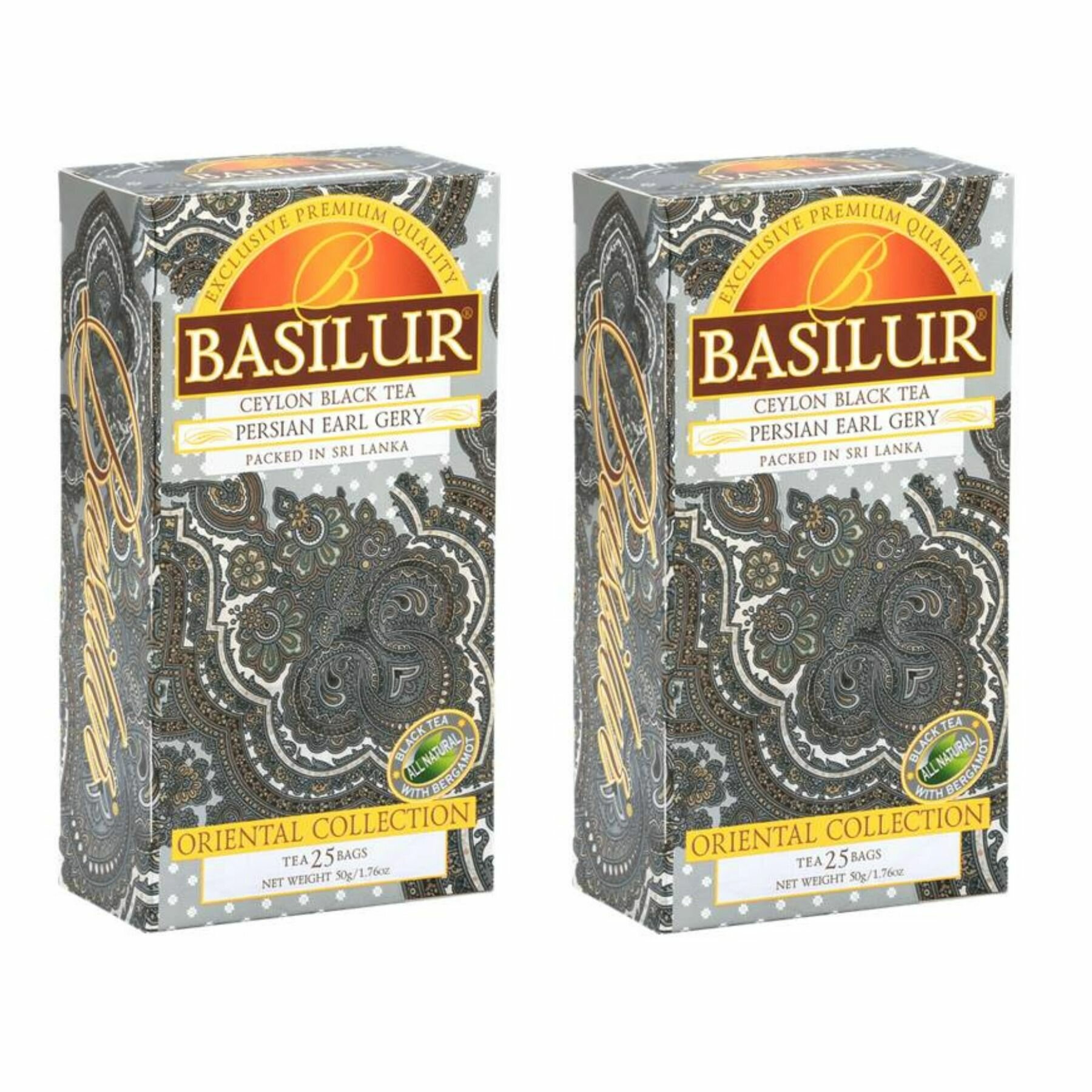 Basilur Чай в пакетиках Эрл Грей, 25 пакетиков по 2 г, 2 уп