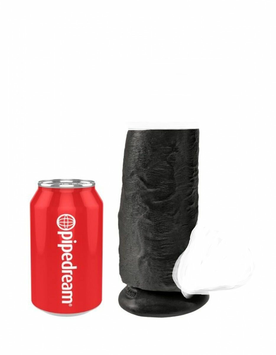 Черный фаллос с мошонкой на присоске King Cock 9 Chubby - Black