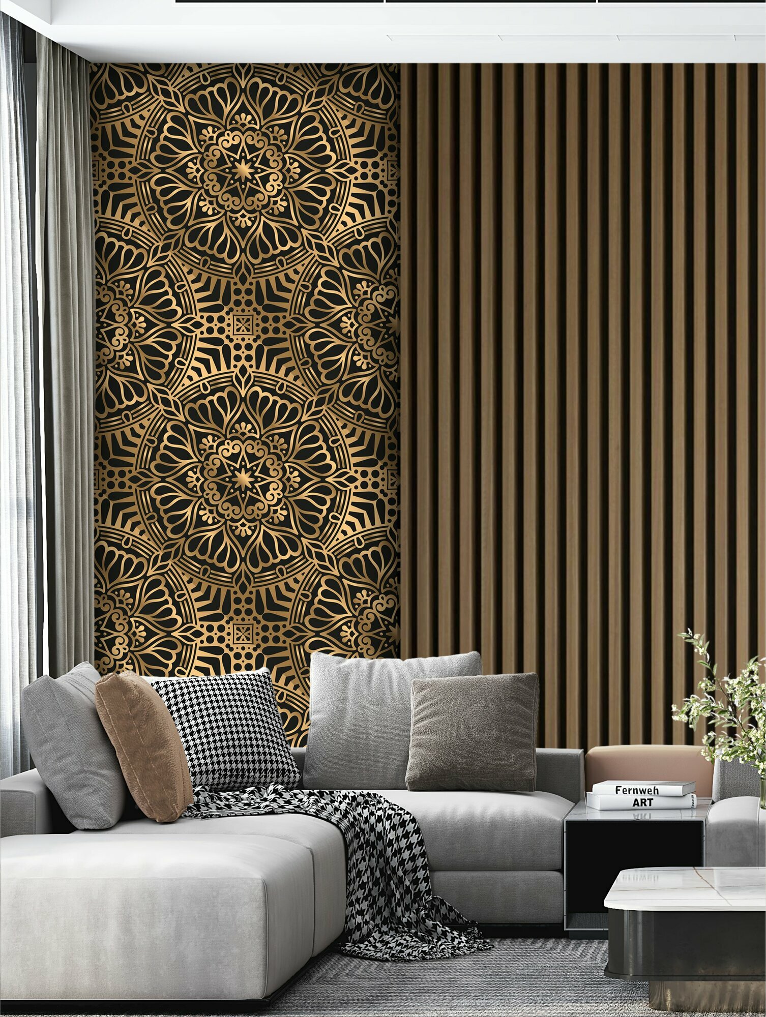 Акцентные фотообои Art IrbisPrint на стену "Мандала" 100х270 на флизелиновой основе