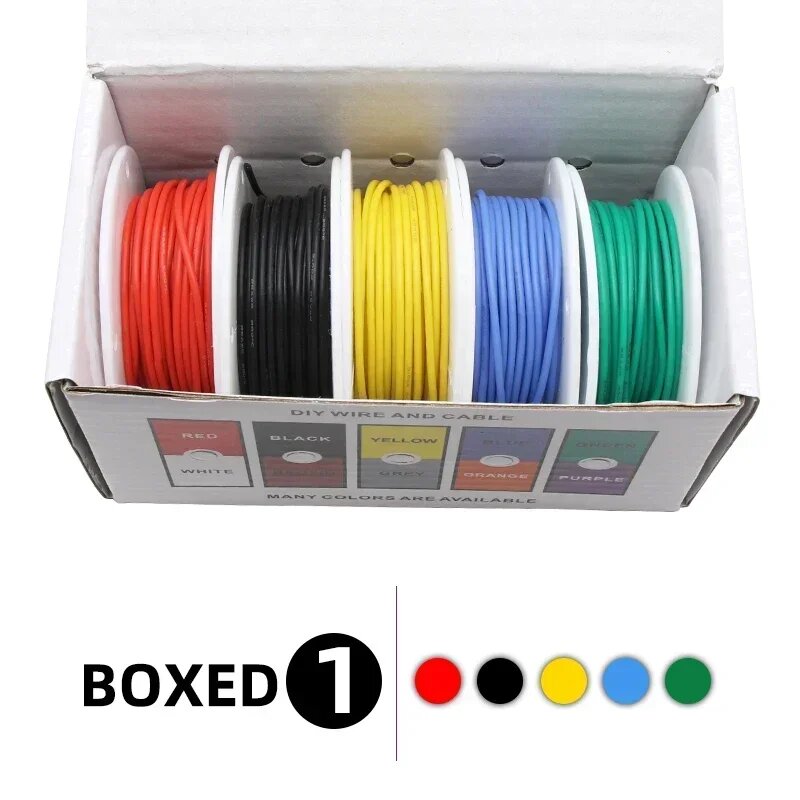 Силиконовые провода BigBigBear, набор из 5 цветов 28AWG x10m x5 rolls, Boxed 1, 1 box