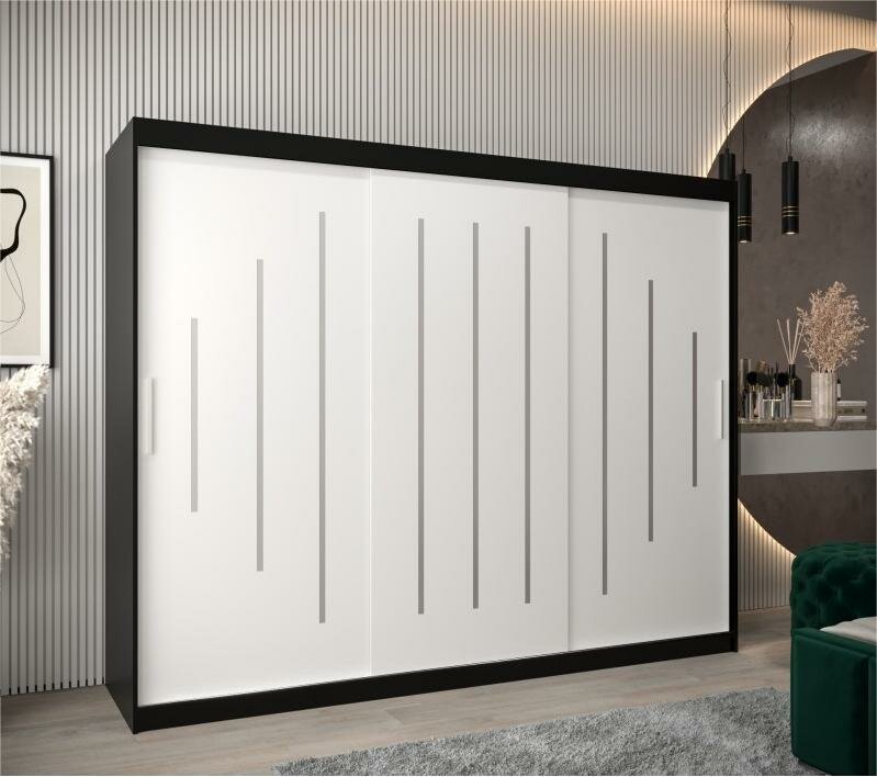 Шкаф-купе МебельЛэнд24 Валмиера NEW - 7 Черный / Белый 120x40x190 для одежды трехдверный