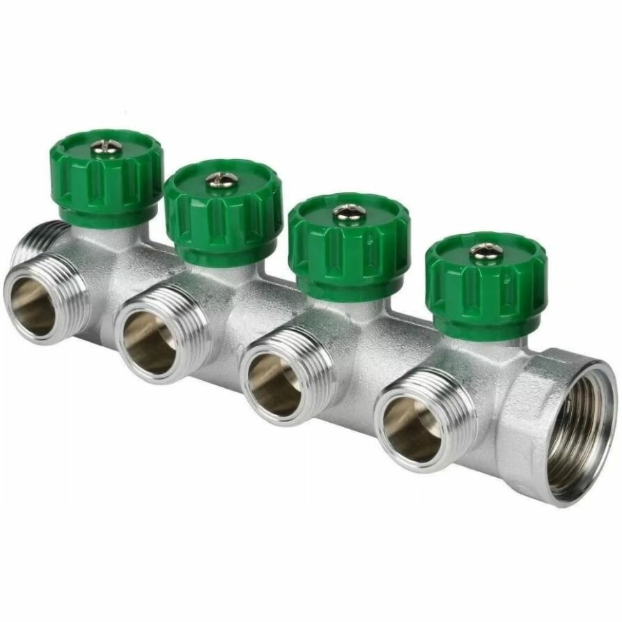 Коллектор отопления 4 вых. Vieir VER404-A латунь 3/4 х 1/2 дюйма для системы отопления