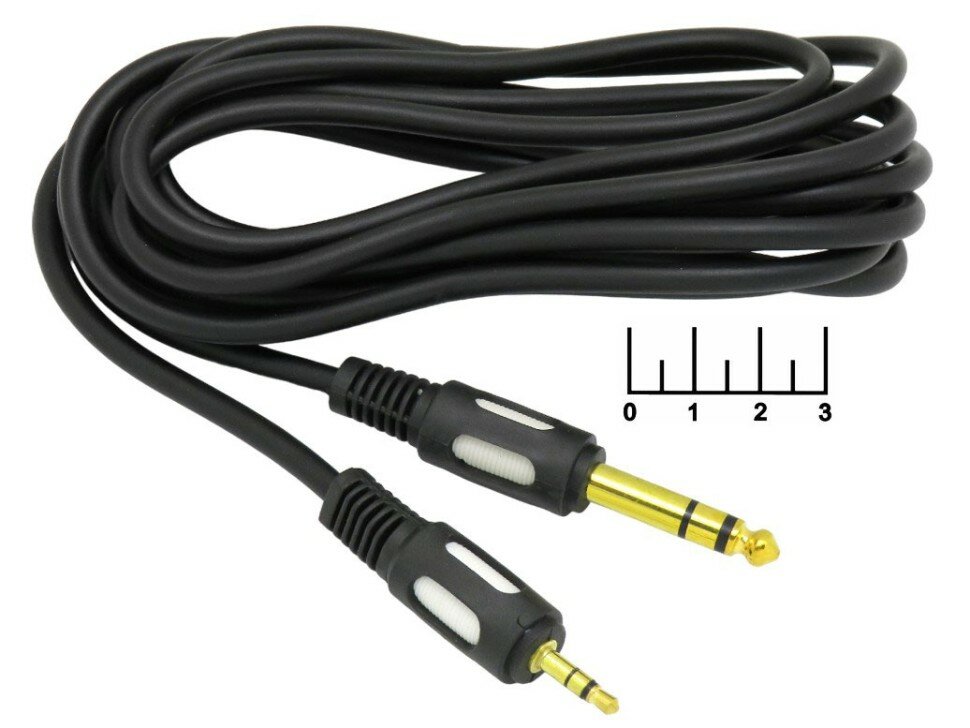 Шнур AUD 6.3-AUD 3.5 стерео 3м gold пластик Premier (5-144-2)