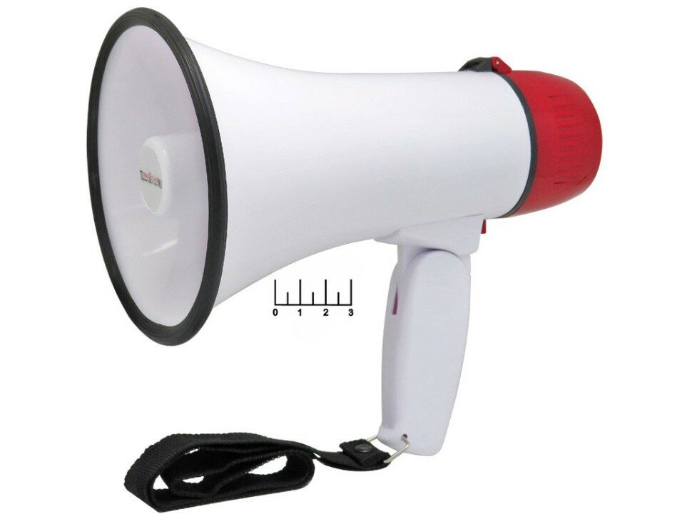 Мегафон ручной ЭМ-10СЗА с сиреной + аккумулятор + запись (красный)