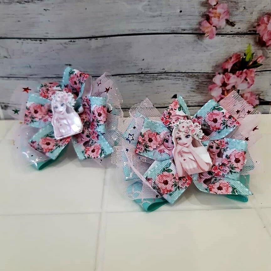 Бантики для волос "Холодное серце" Эльза с розами