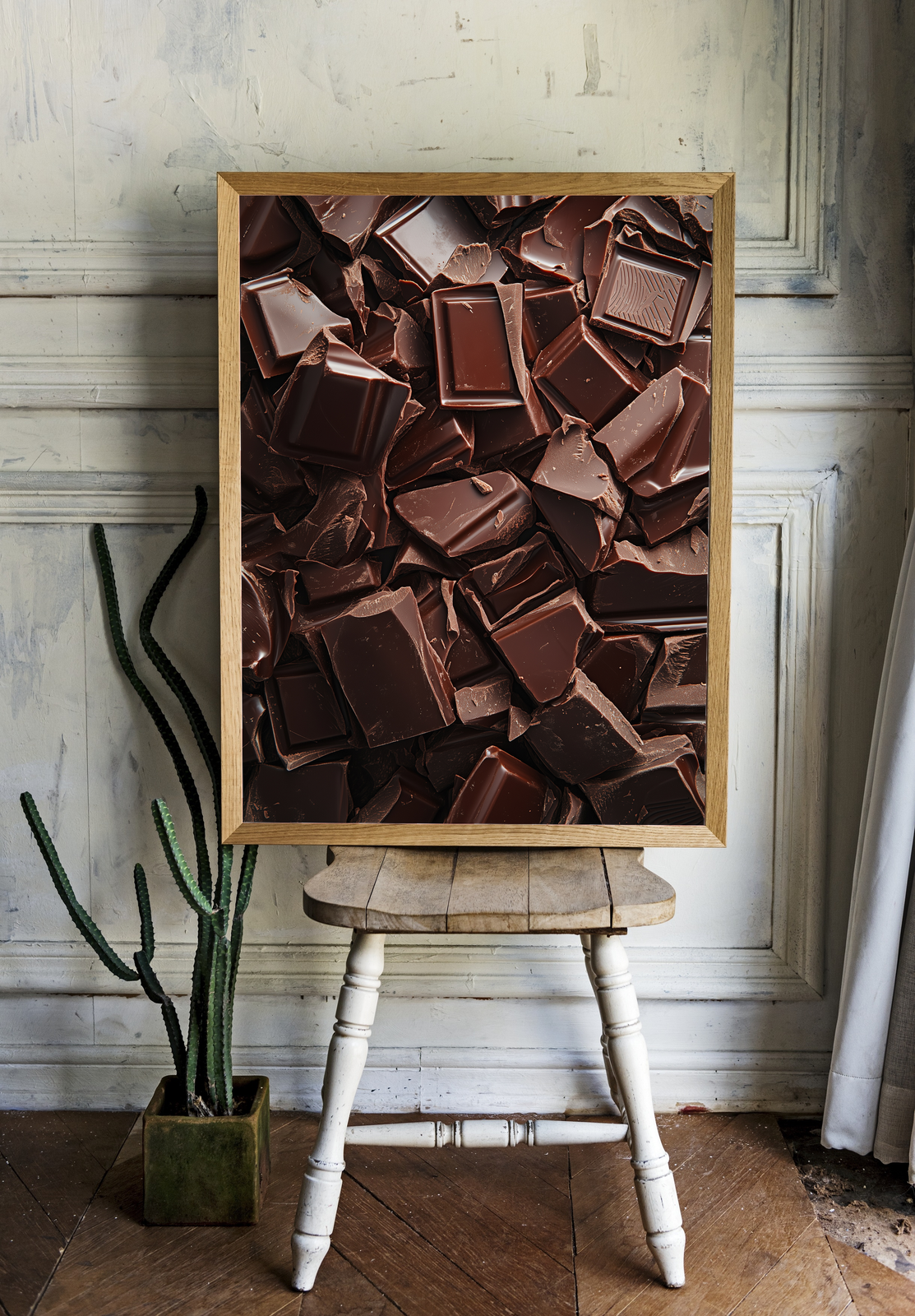 Постер "Шоколадные кусочки крупным планом" 40x50 см в подарочном тубусе