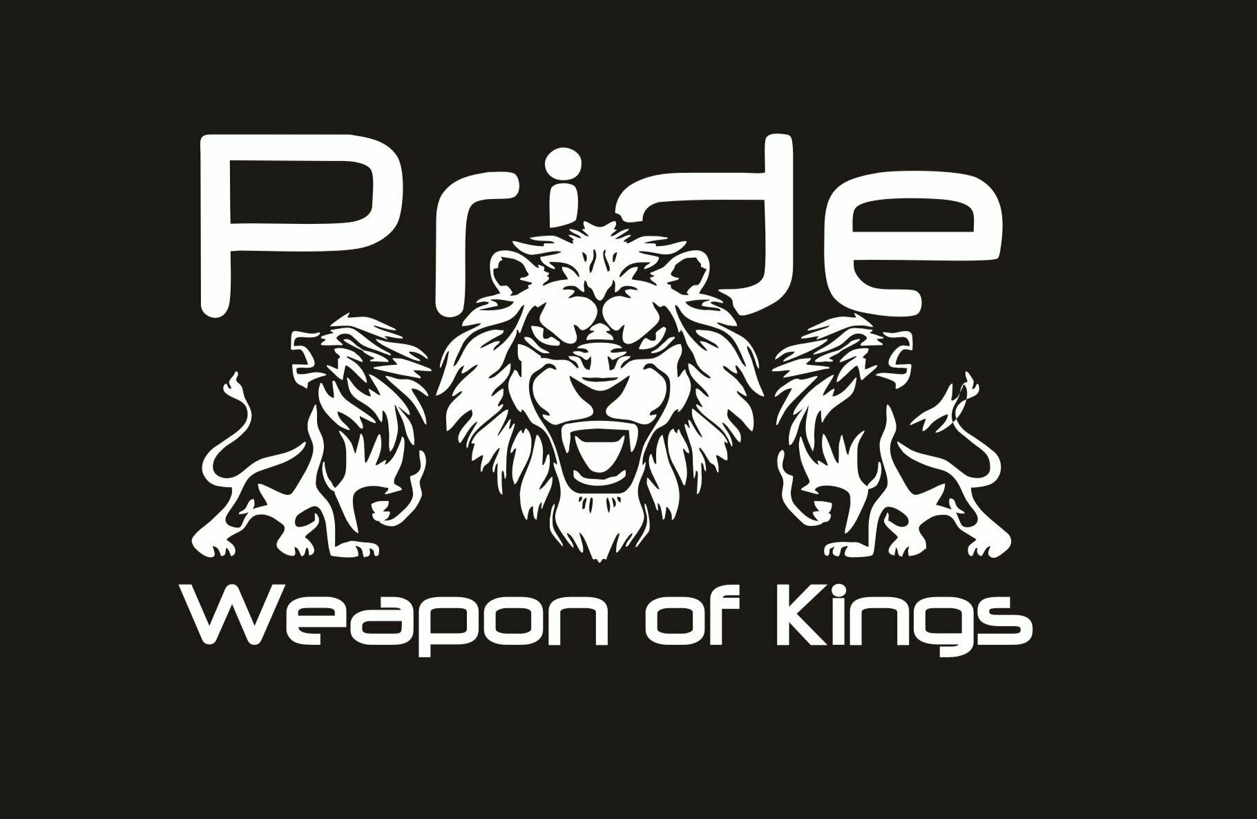 Наклейка "Pride weapon of kings" (львы) 25х40см