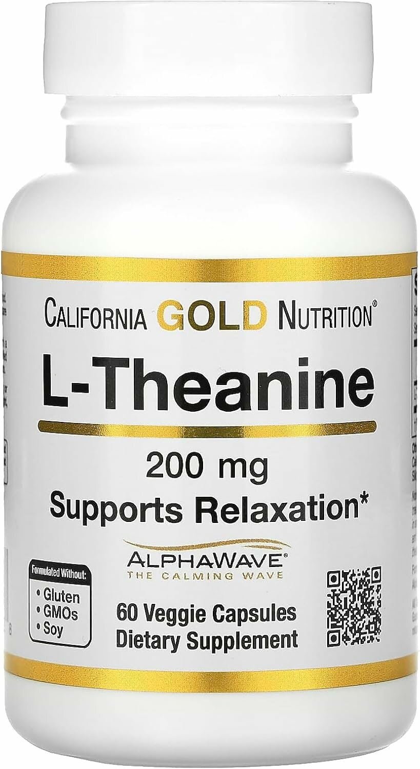 California Gold Nutrition L-Theanine 200 mg 60 veggie capsules (L-теанин)