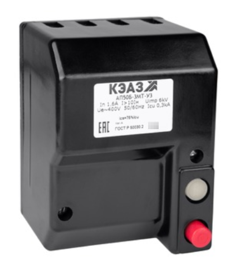 Автоматический выключатель КЭАЗ АП 50Б-3МТ в литом корпусе под винт, 3П 6.3А 10Iн 400AC У3, 10кА, 107290 / электроавтомат