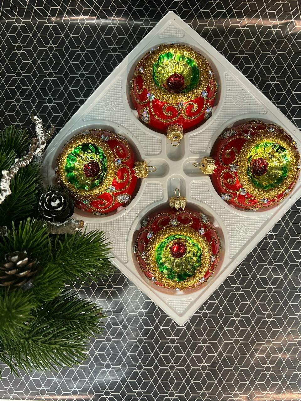 Набор елочных шаров Танго 4шт. 8см стекло клинская игрушка