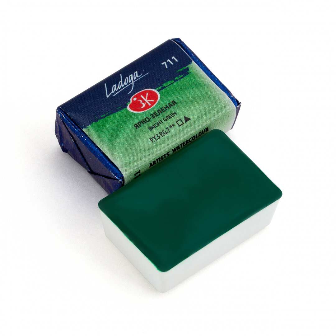 Невская Палитра Ладога акварель кювета 2,5 мл Ярко-зеленая
