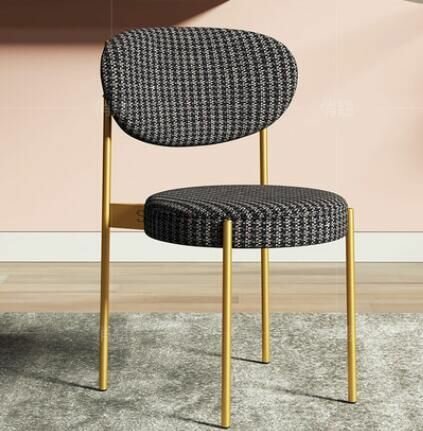 Обеденный Стул В Современном Стиле С Клетчатой Спинкой И Льняной Обивкой