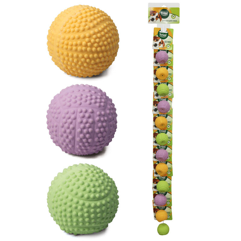 Набор игрушек для собак из латекса Triol "Мяч" с пищалкой", 4cм (12шт.), Triol