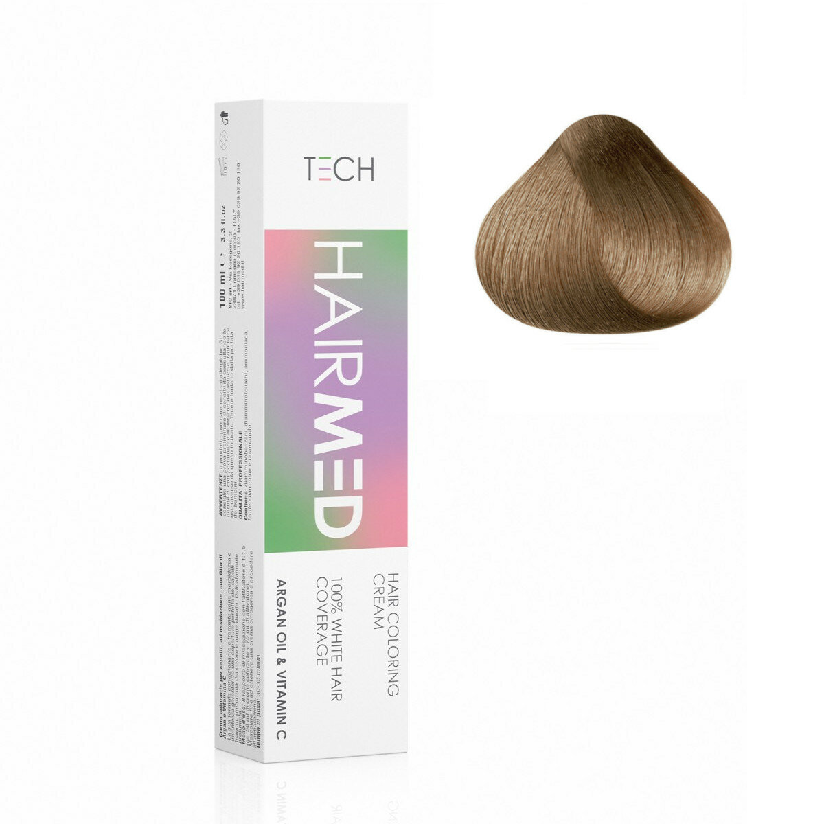 Крем - краска для волос профессиональная Hairmed 8W Светлый русый Натуральный теплый, 100 мл