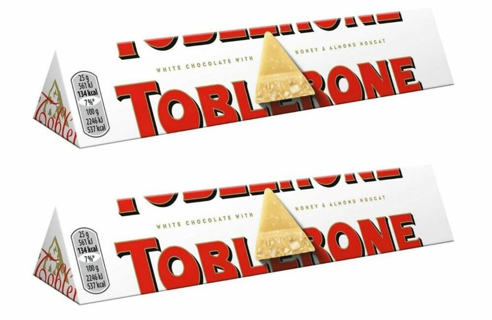 TOBLERONE Швейцарский белый шоколад с медово-миндальной нугой (Швейцария) 100 гр. х 2 шт.