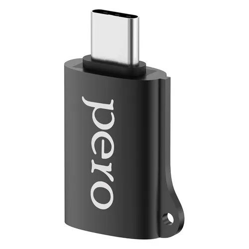 Адаптер OTG PERO AD02, USB Type-C (m) - USB (f), черный [prad02tubk]