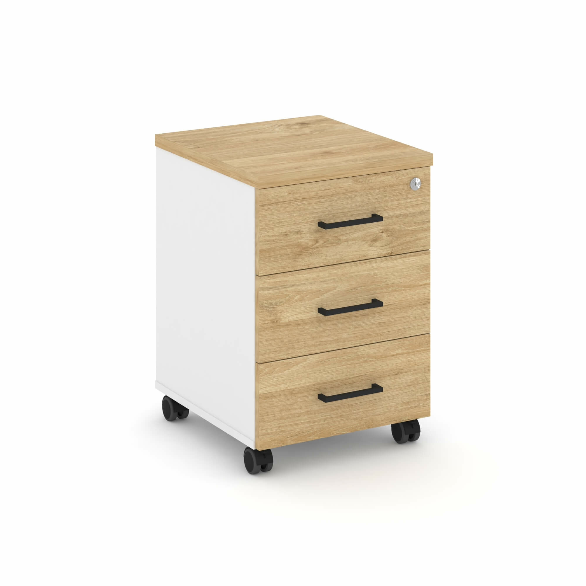 Тумба мобильная 3 ящика Стайл Проджект/Style Project Riva SN. TM-002 Белый/Тиквуд Светлый 416*460*611