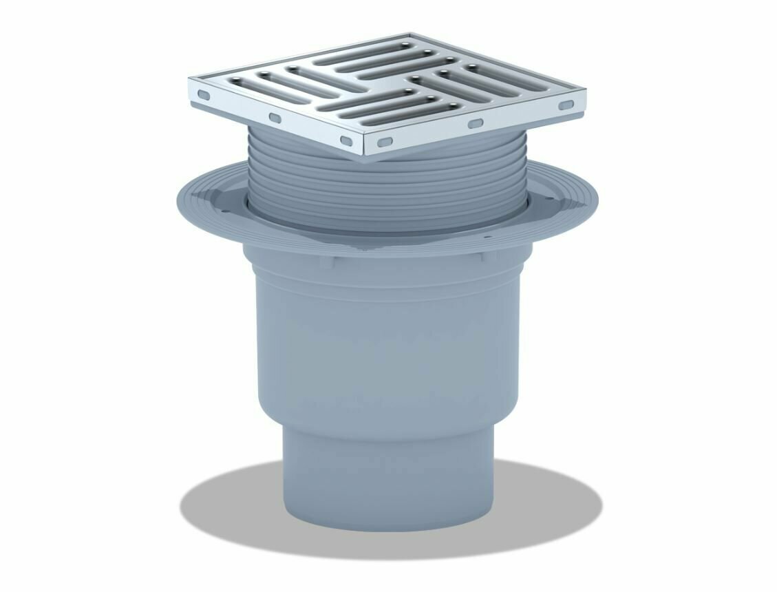 Трап 110 решётка-150*150 с сухим затвором, вертикальный, регулируемый Ани пласт