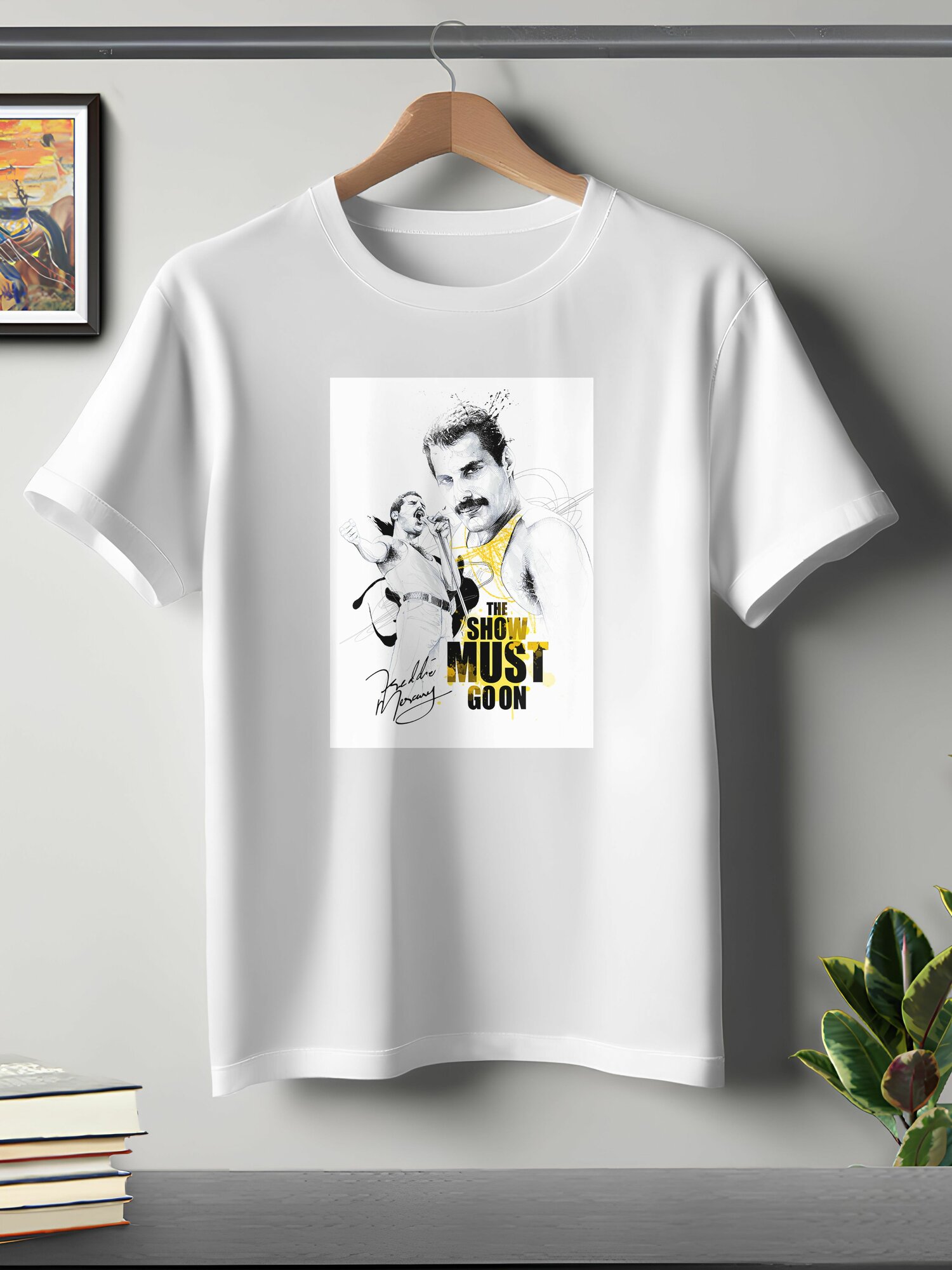 Футболка ONEQ унисекс 56-58 (3XL) размер с принтом Фредди Меркюри, белая