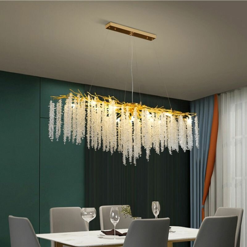 Современная роскошная люстра из хрустального алюминия, длина 120 см, Белый свет