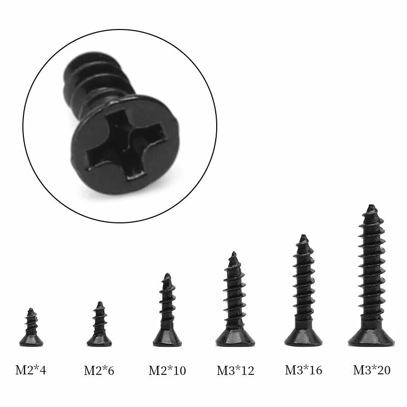 Саморезы по дереву черные 50/100 шт. M3x10mm, 100pcs