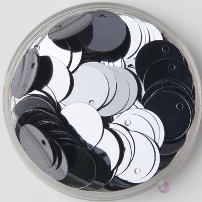 Плоские блестки ПВХ Flatcup 5 мм Черный, 20mm 10g 90pcs, Metal Gray