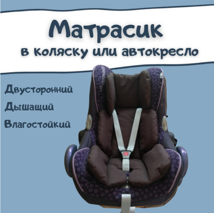 Матрасик вкладыш в коляску прогулочную, автолюльку, стульчик для кормления