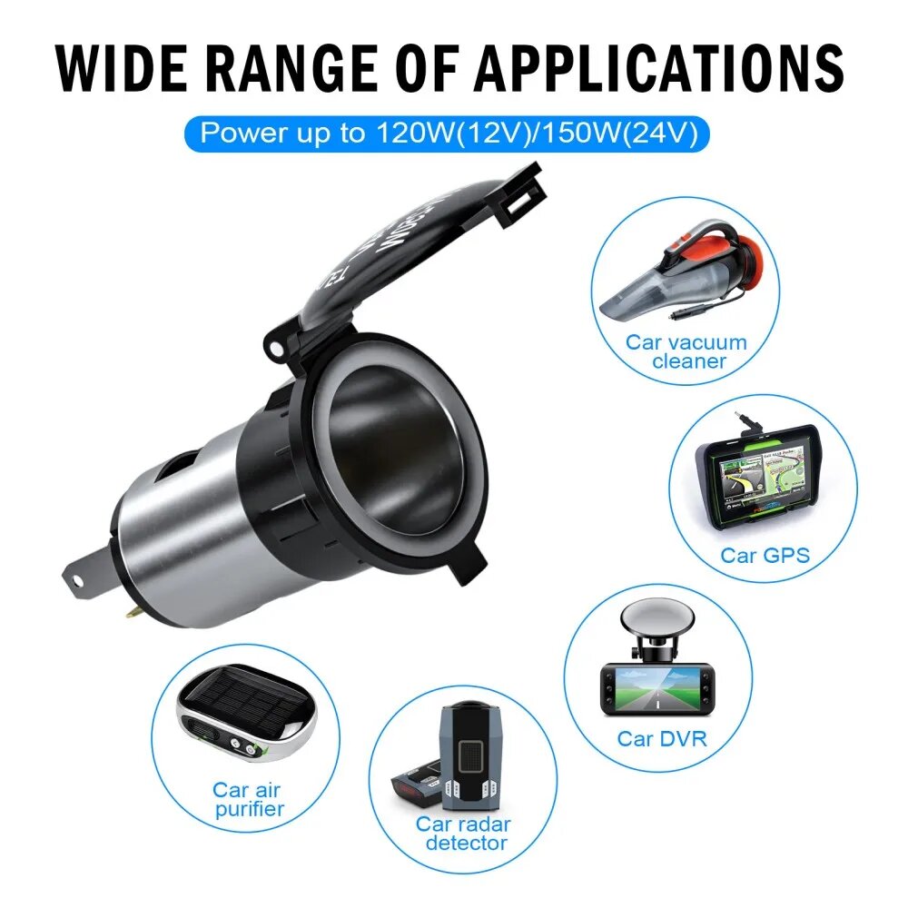 Автомобильный мотоцикл прикуриватель розетка 12 В 120 Вт розетка