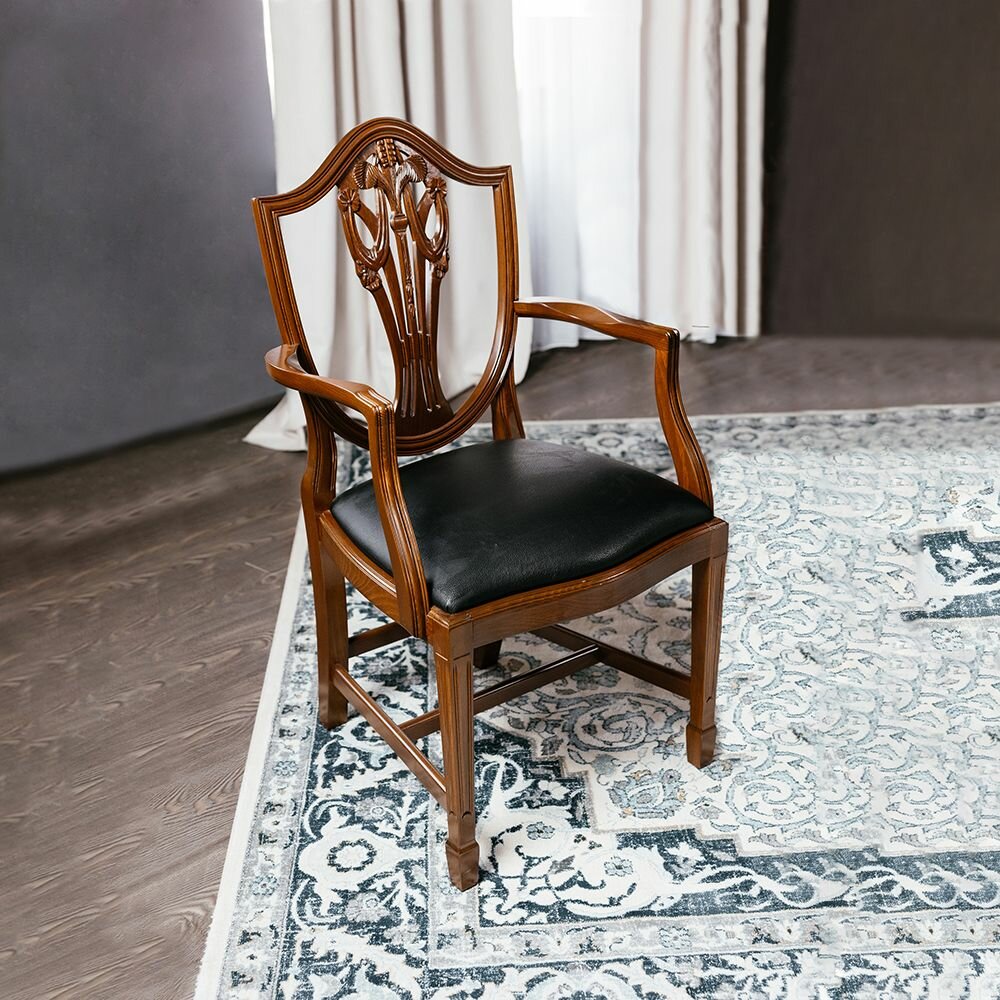 Стул-кресло деревянный принц уэльский, массив бука, темный орех , без патины , черный