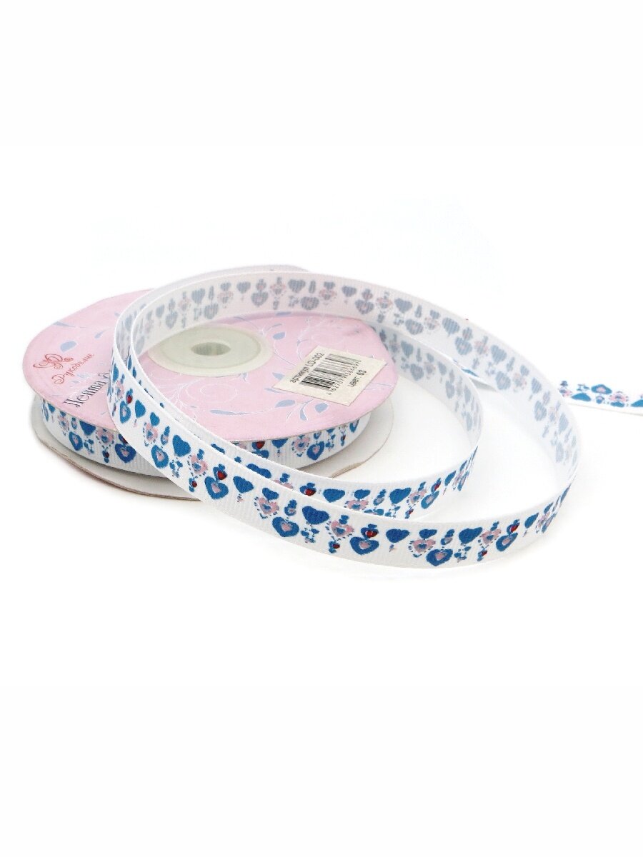 Лента декоративная Рукоделие принтованная, 25 м, цвет 03, полиэстер