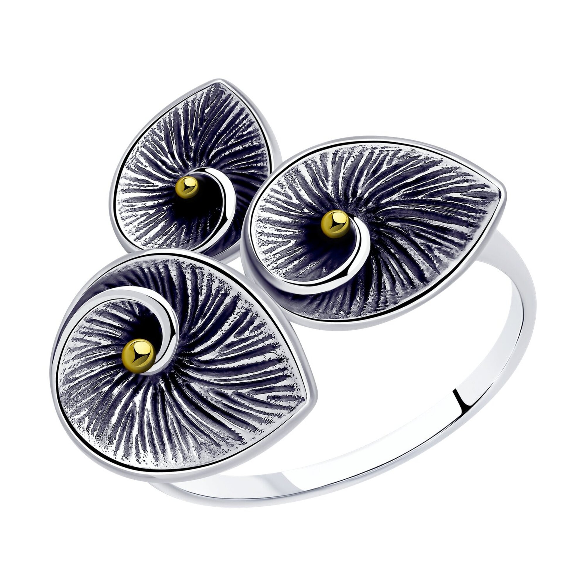 Кольцо, серебро, 925 проба, чернение