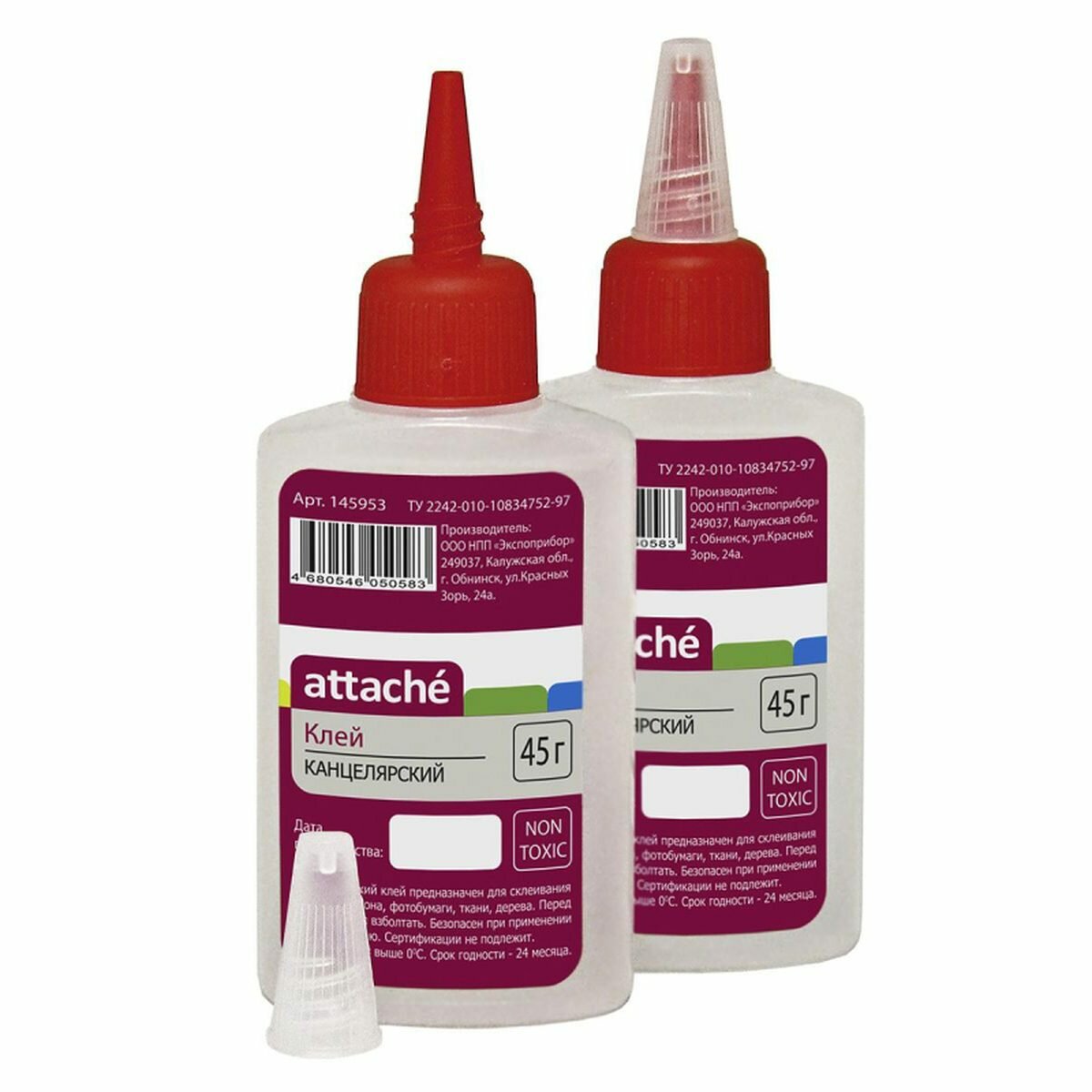 Клей канцелярский жидкий Attache, пластиковый аппликатор, 45мл, 100шт.